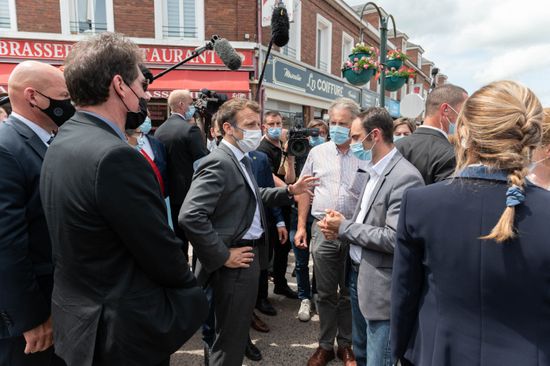 French President Emmanuel Macron Walking Street Editorial Stock Photo ...