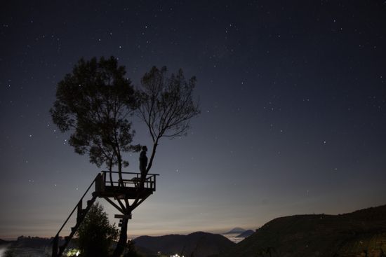 Tourist Enjoy Night View Dieng Plateu Editorial Stock Photo - Stock ...