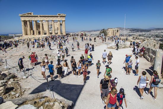 Crowds Tourists Local Visitors Front Parthenon Editorial Stock Photo - Stock Image | Shutterstock