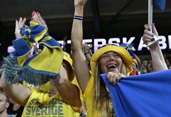Swedish Fans Scream Cheer On Their Editorial Stock Photo - Stock Image ...