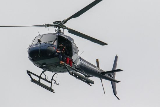 Race Helicopter During Start Vendeearcticles Sables Editorial Stock ...