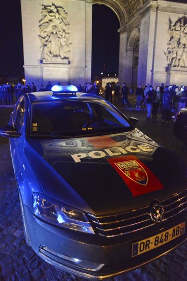French Police Gather Front Arc De Editorial Stock Photo - Stock Image ...