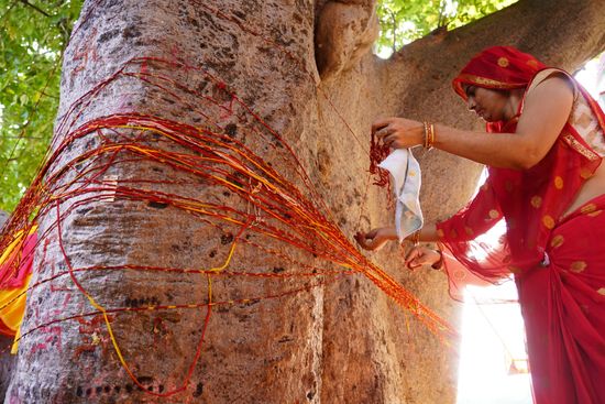 Indian Hindu Offers Prayers Ties Sacred Editorial Stock Photo - Stock ...