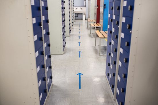 Arrows Glue On Floor Locker Room Editorial Stock Photo - Stock Image ...