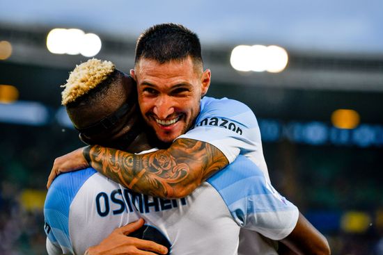 Napolis Matteo Politano Hugs Napolis Victor Editorial Stock Photo ...