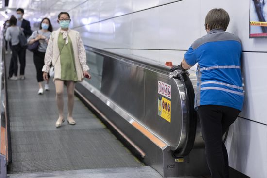 Cleaner Cleaning Rail Inside Mtr Station Editorial Stock Photo - Stock ...