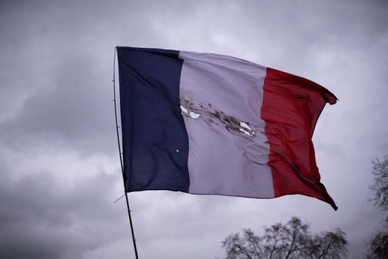 Damaged French Flag During Demonstration On Editorial Stock Photo ...