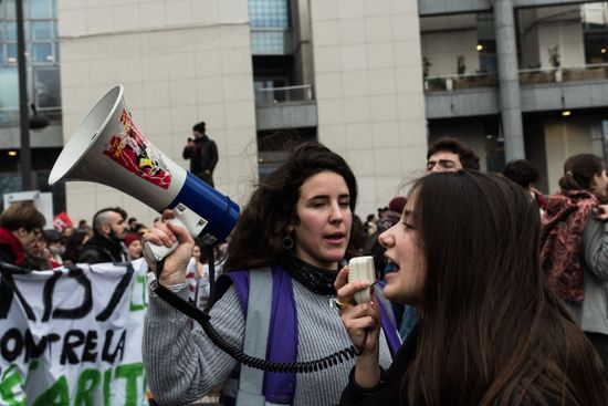 Students Use Megaphone Motivate Crowd During Editorial Stock Photo ...