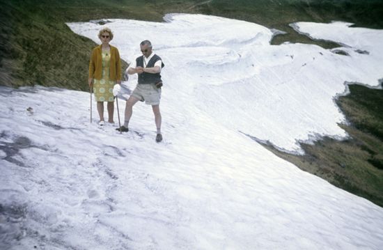 Tourists Marvel Snow Summer On Summit Editorial Stock Photo - Stock ...