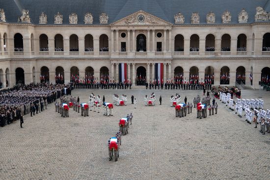 Coffins French Soldiers During Ceremony Pay Editorial Stock Photo ...