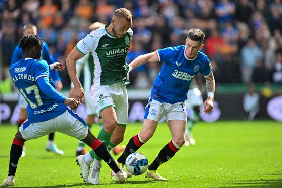 Hibs Ryan Porteous Holds Off Rangers Editorial Stock Photo - Stock ...