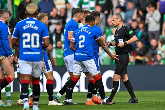 Red Card Rangers Players Surround Referee Editorial Stock Photo - Stock ...