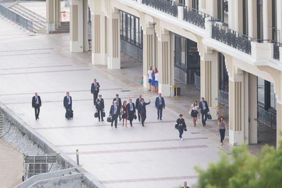 French President Emmanuel Macron Walking During Editorial Stock Photo ...