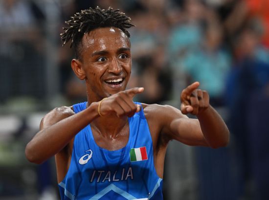 Yemaneberhan Crippa Italy Celebrates Winning Mens Editorial Stock Photo ...