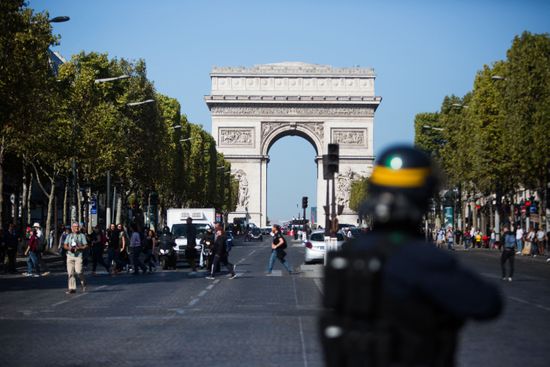 Police Forces On Champs Elysee Arc Editorial Stock Photo - Stock Image ...