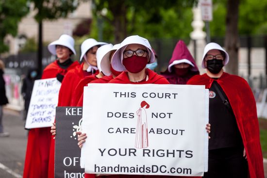 Demonstrators Dressed Handmaids Handmaids Tale Walk Editorial Stock ...