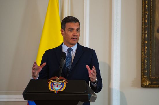 Spains Government President Pedro Sanchez Speaks Editorial Stock Photo ...
