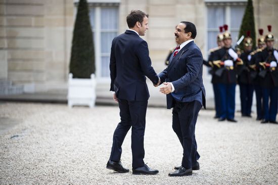 French President Emmanuel Macron Welcomes Bahreins Editorial Stock ...