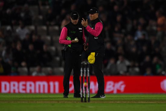Umpires Billy Taylor Alex Warf Signal Editorial Stock Photo - Stock ...