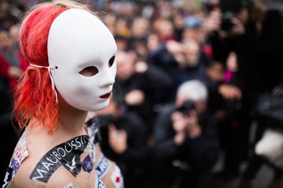 Activist Wearing Logos International Brands Poses Editorial Stock Photo ...