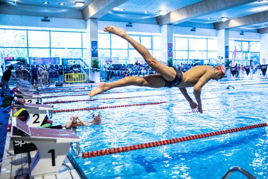 Swimming Heroes Challenges Supportive Action Favor Editorial Stock ...