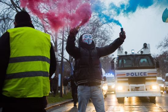 Man Carries Anonymous Mask Smoke During Editorial Stock Photo - Stock ...