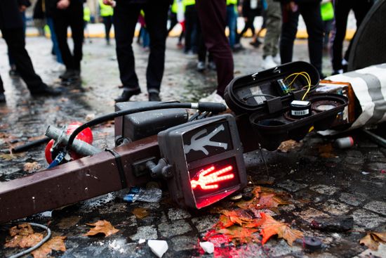 Broken Red Light On Champs Elysees Editorial Stock Photo - Stock Image ...