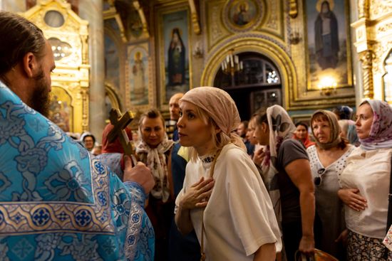 Faithful Kiss Cross Orthodox Church Tradition Editorial Stock Photo ...