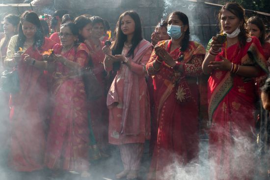 Women Wearing Red Attire Worship Lord Editorial Stock Photo - Stock ...