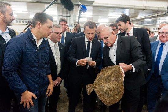 French President Emmanuel Macron Visits Fish Editorial Stock Photo ...