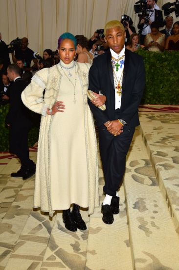 Pharrell Williams Helen Lasichanh Attending Costume Editorial Stock ...