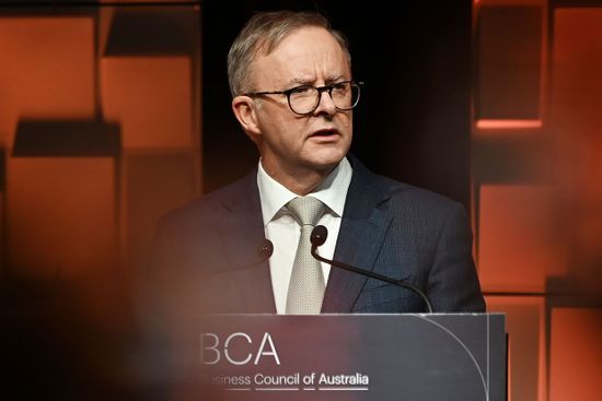 Australian Prime Minister Anthony Albanese Addresses Editorial Stock ...
