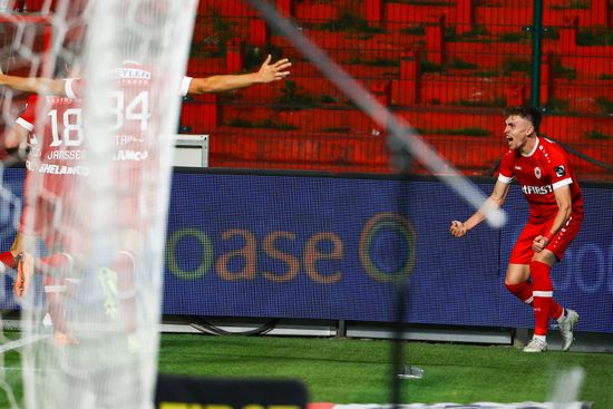 Antwerps Sam Vines Celebrates After Scoring Editorial Stock Photo ...