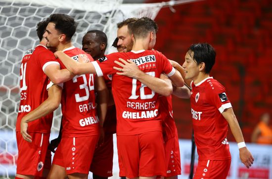 Antwerps Players Celebrates After Scoring During Editorial Stock Photo ...