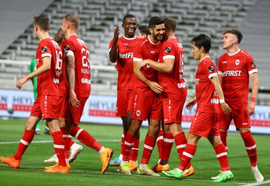 Antwerps Players Celebrates After Scoring During Editorial Stock Photo ...