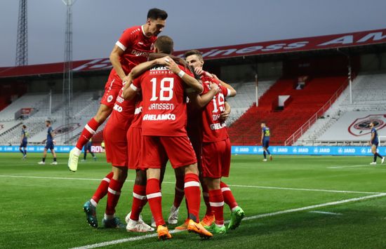 Antwerps Players Celebrates After Scoring During Editorial Stock Photo ...