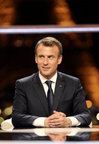 French President Emmanuel Macron Poses On Editorial Stock Photo - Stock ...