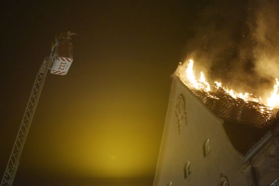 Fire Brigade During Firefighting During Roof Editorial Stock Photo ...
