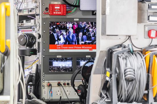 Tv Live Feed Delayed Monitors Show Editorial Stock Photo - Stock Image ...