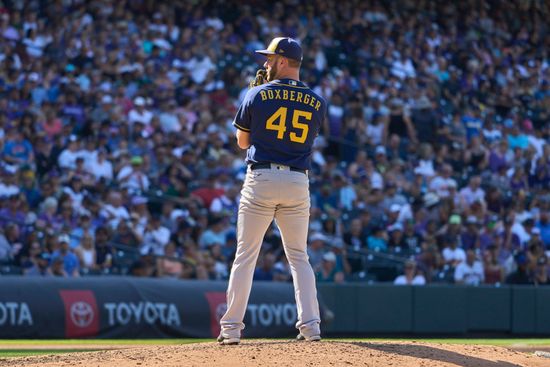 Milwaukee Pitcher Brad Boxberger 45 Throws Editorial Stock Photo ...
