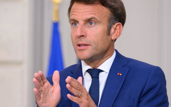 French President Emmanuel Macron During Press Editorial Stock Photo ...