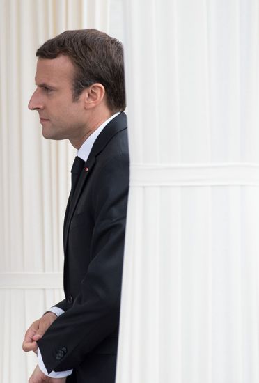 French President Emmanuel Macron Walks Podium Editorial Stock Photo ...