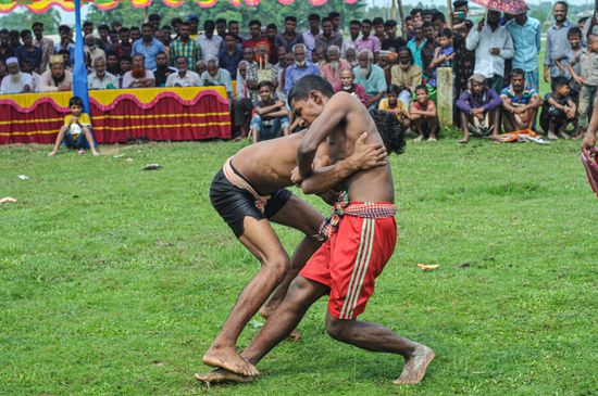 Wrestlers Competing Traditional Rural Wrestling Northeastern Editorial ...