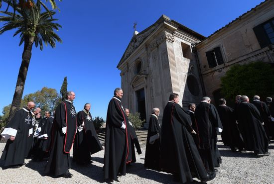 Knights Malta Garbed Black Robes Walk Editorial Stock Photo - Stock ...