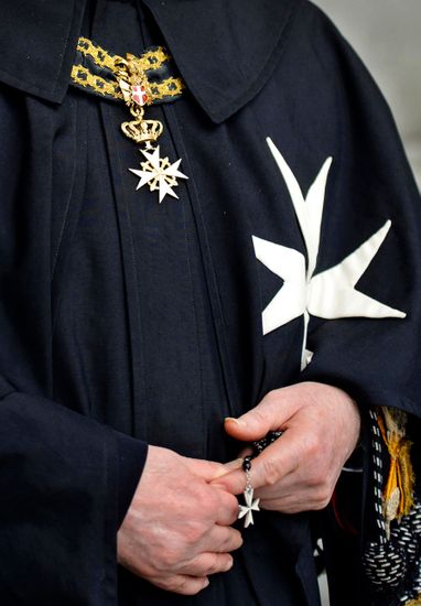 Knights Malta Garbed Black Robes Walk Editorial Stock Photo - Stock ...