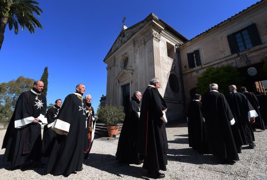 Knights Malta Garbed Black Robes Walk Editorial Stock Photo - Stock ...