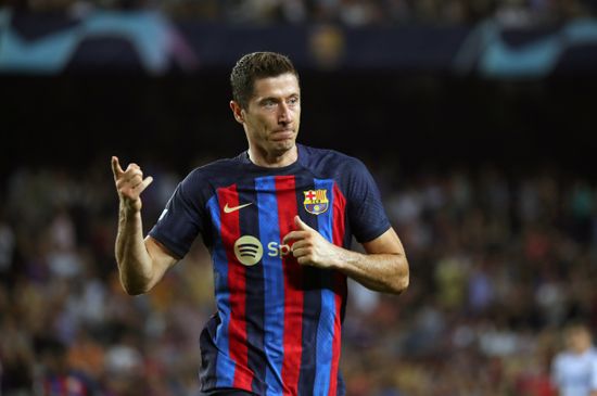 Robert Lewandowski Goal Celebration During Match Editorial Stock Photo ...