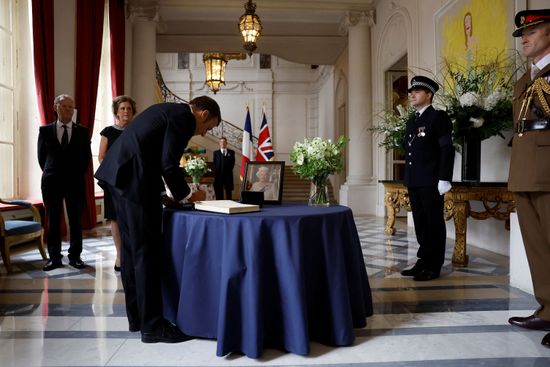 French President Emmanuel Macron Signs Condolence Editorial Stock Photo ...