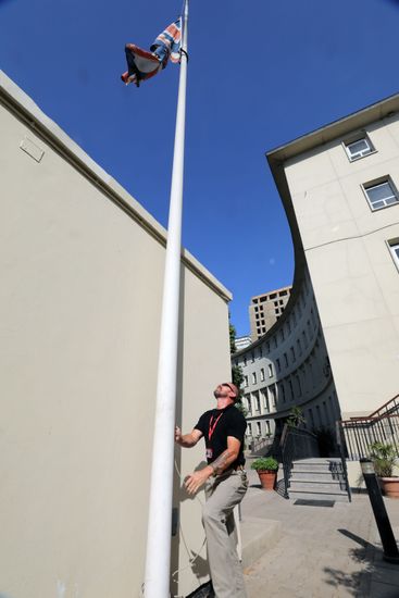 Official British Embassy Lowers British Flag Editorial Stock Photo ...