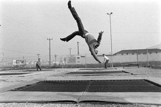 Man Jumping On Trampoline Los Angeles Editorial Stock Photo - Stock ...
